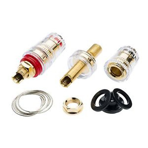 2 High Quality 24k Gold on OFC Insulated Speaker Binding Posts 1x Red ...
