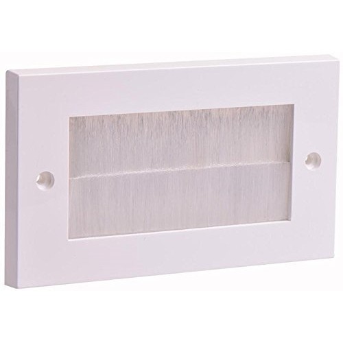 White Brush Stripe Cable Entry single 2 Gang Wall Face Plate Outlet