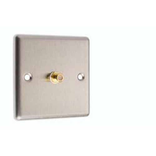Stainless Steel 1 x TV Coax Wall Plate - Easy Fit (Front/Rear) Type F ...