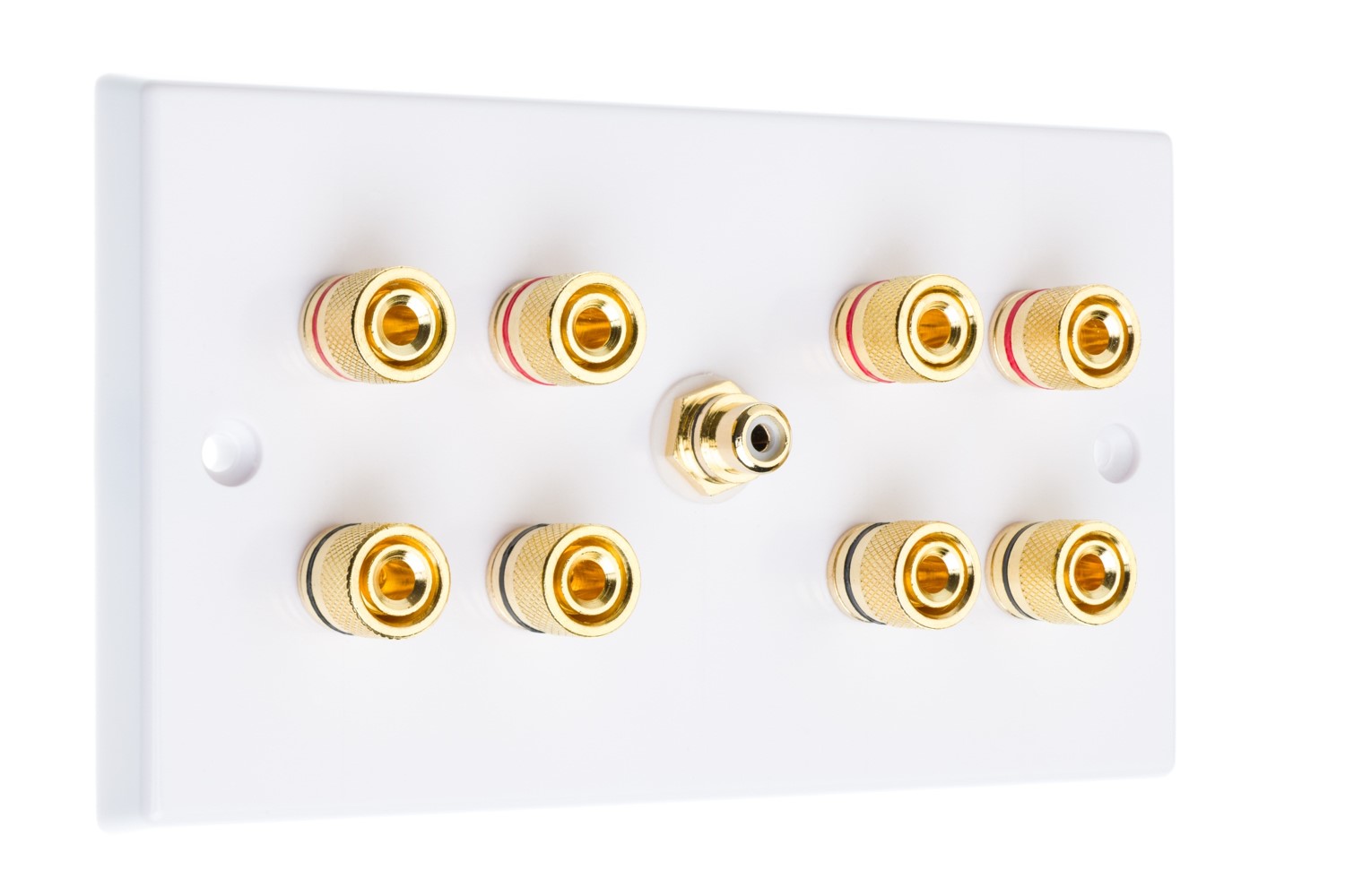 White 4.1 Surround Sound Speaker Wall Plate with Gold Binding Posts + 1 ...