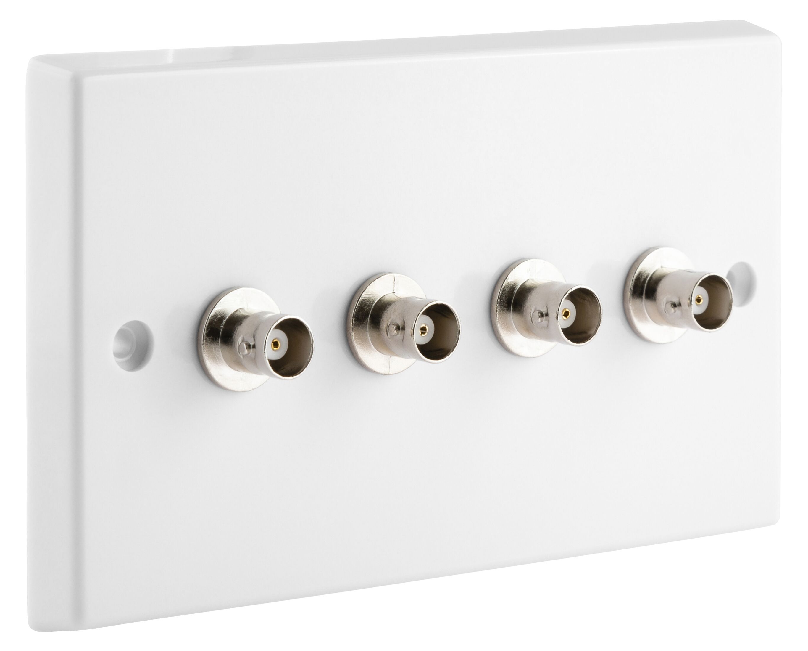 BNC Wall Plate White 4 x Nickel plated brass Terminals - Solder tabs ...