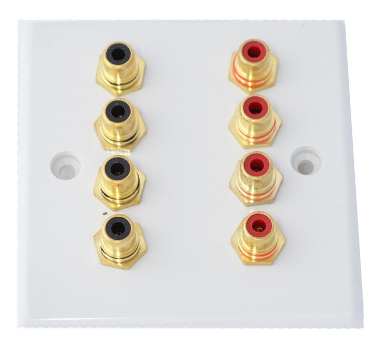 Slimline White 8 x RCA Phono Audio Wall face plate 725599196179 | eBay